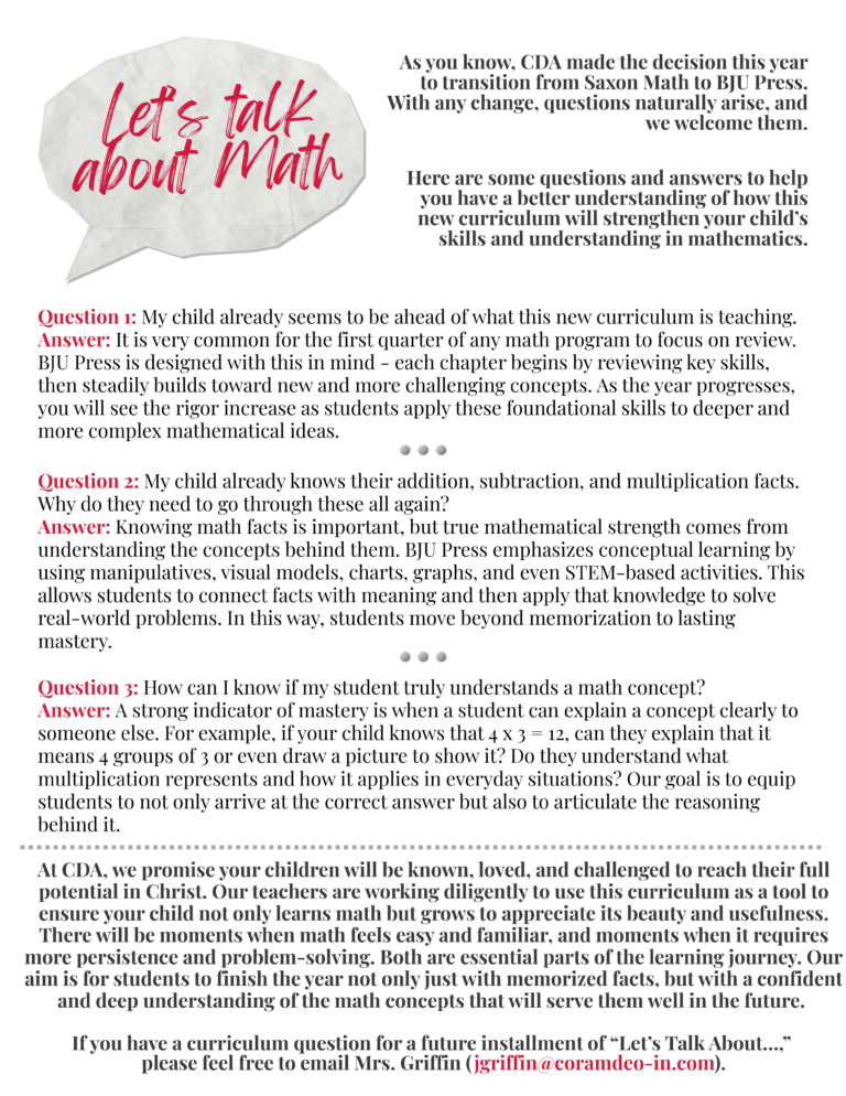 Let’s Talk About Math – Coram Deo Academy